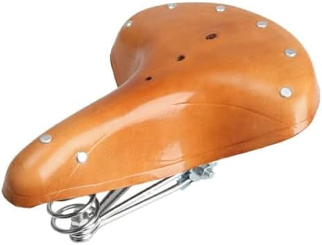 Brown Leather Bike Seat, 3 Spring Bike Seat Steel Sturdy Willow Nail ...