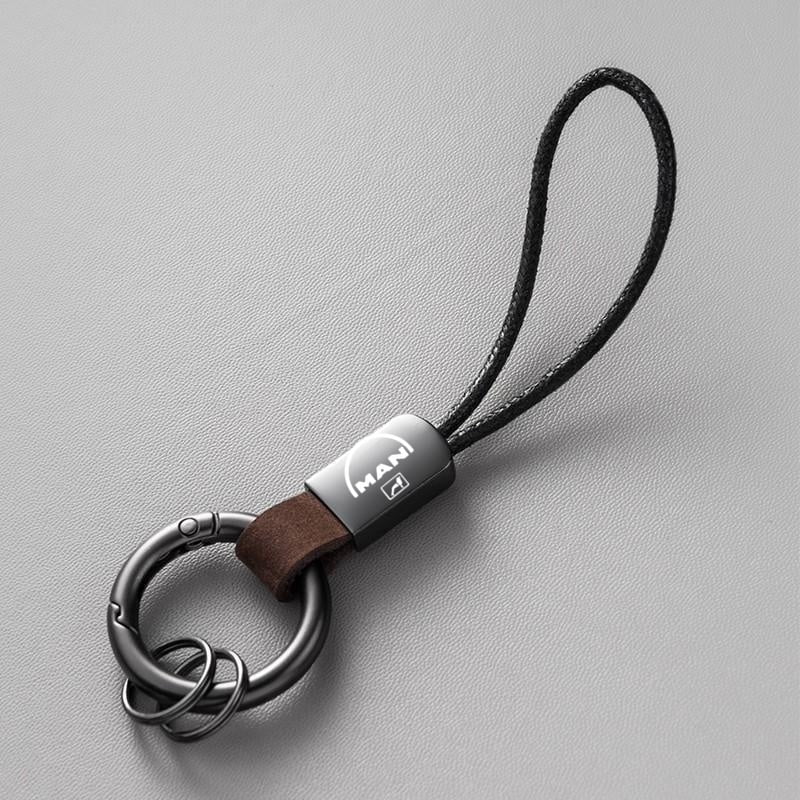 Brown-Leather Keychain for Men, Simple Lanyard Keychain, Car Keychain ...