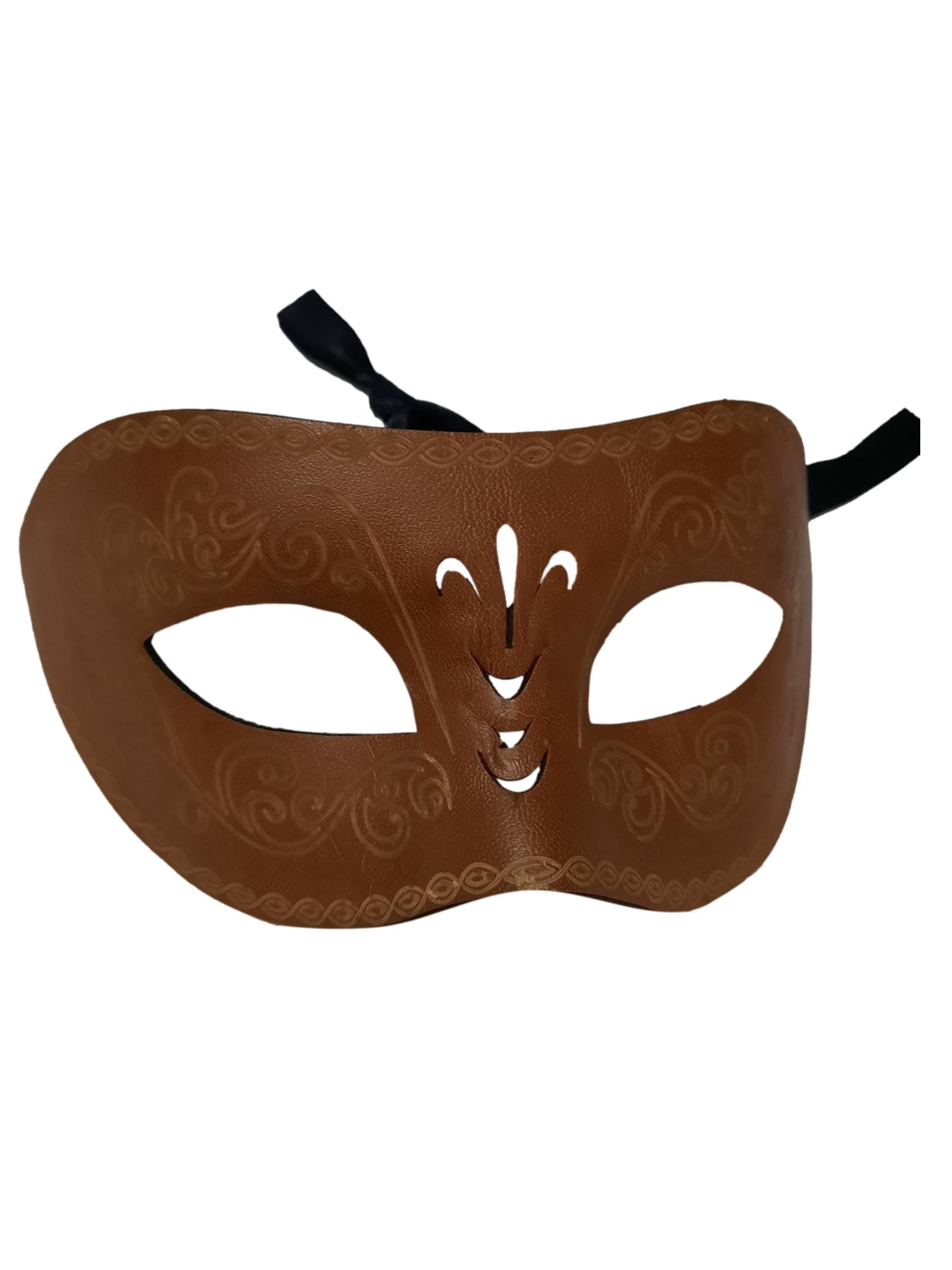 Brown Leather Laser Cut Venetian Masquerade Dance Western Mask ...