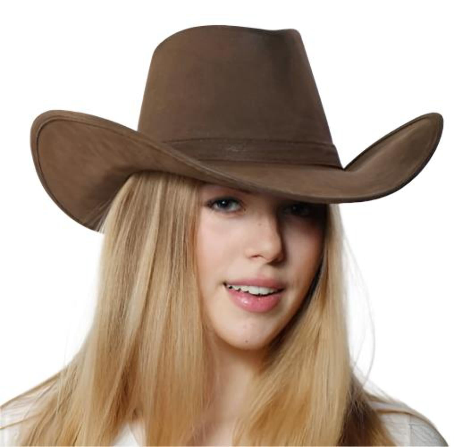 Brown Leather Like Frontier Hat - Walmart.com