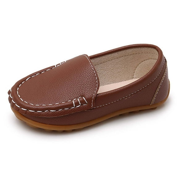 Brown Leather Loafers for Children, Breathable & Comfy Lightweight ...