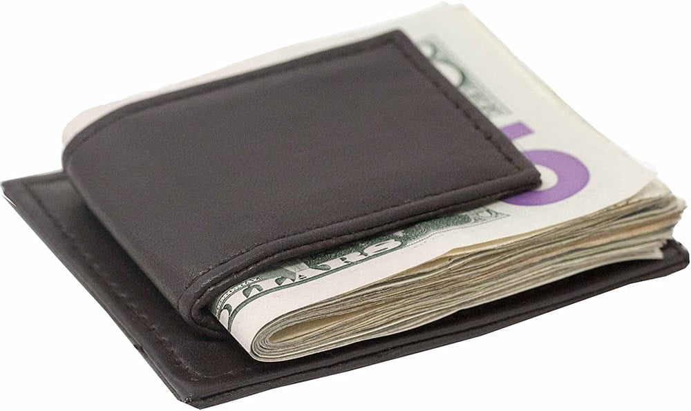 Brown Leather Magnetic Money Clip with ID Slot - Walmart.com
