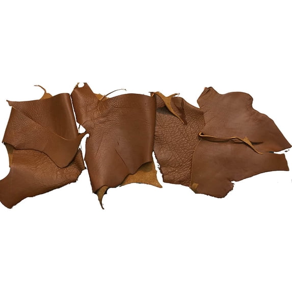 Brown Leather Pieces - 5 lb Bundle - 7 to 8 oz Cowhide Rustic Leather ...