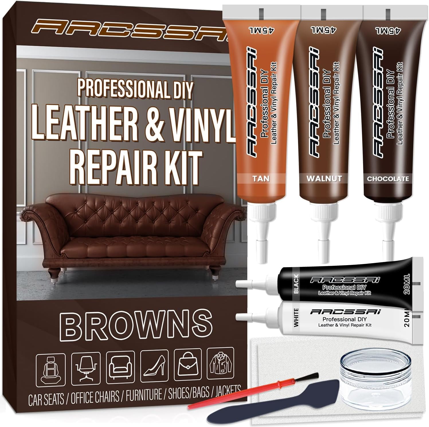 Brown Leather Repair Kit for Furniture, Leather Couch Repair Kit for ...