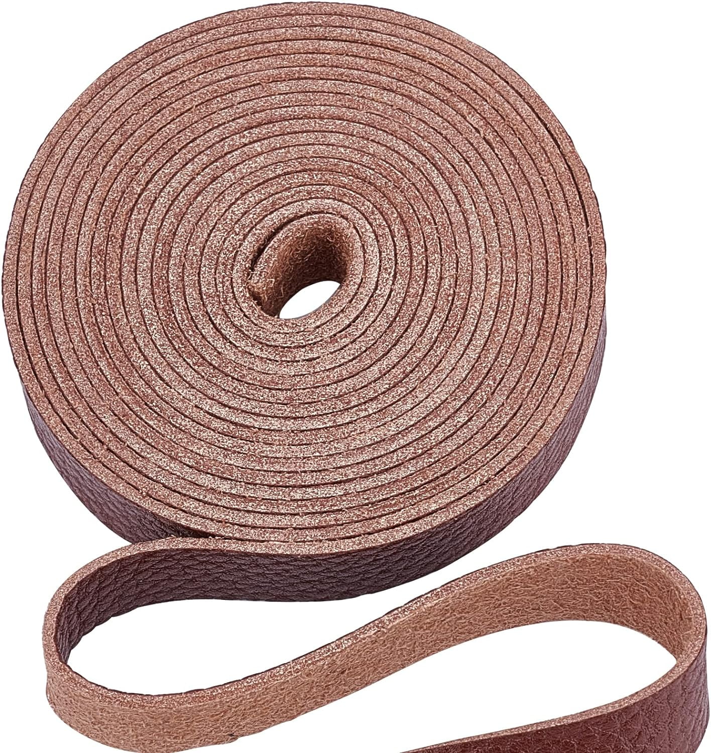 Brown Leather Strap Strip 0.5 Inch Wide 79 Inch Long Lychee Pattern Leather Belt Strips Wrap ...
