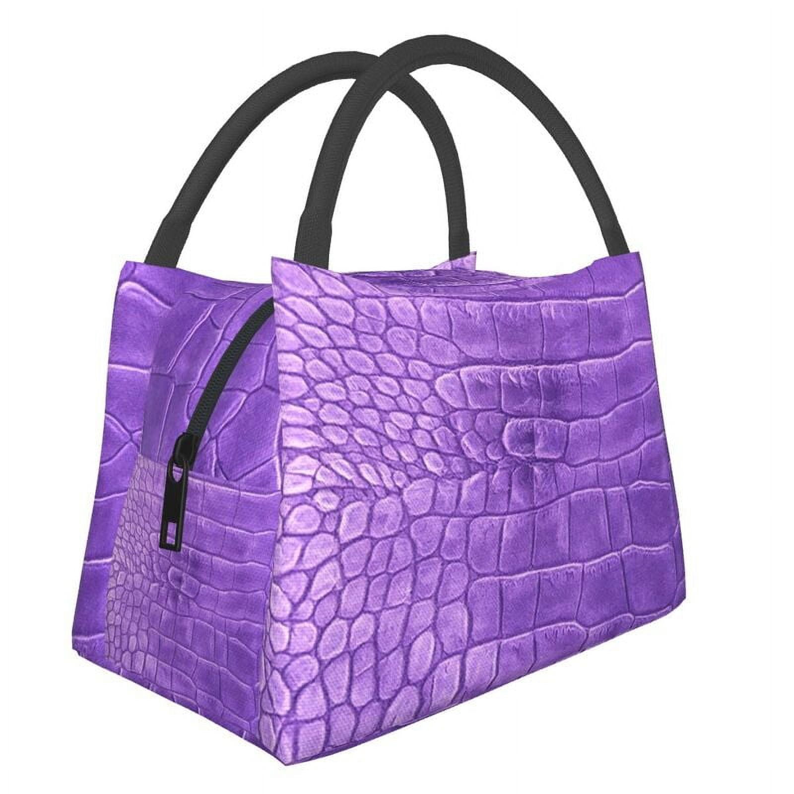 Brown Leather Texture Print Portable Lunch Box for Women Multifunction ...
