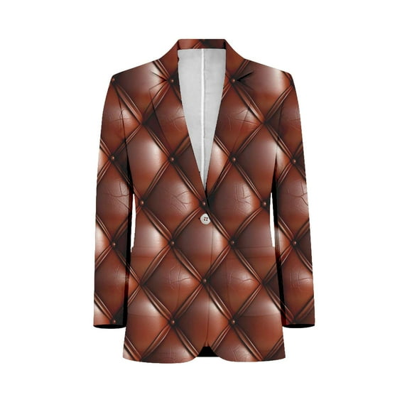 Brown Leather Tufted Pattern Mens Suits Shawl Collar Slim Fit Suit Mens ...