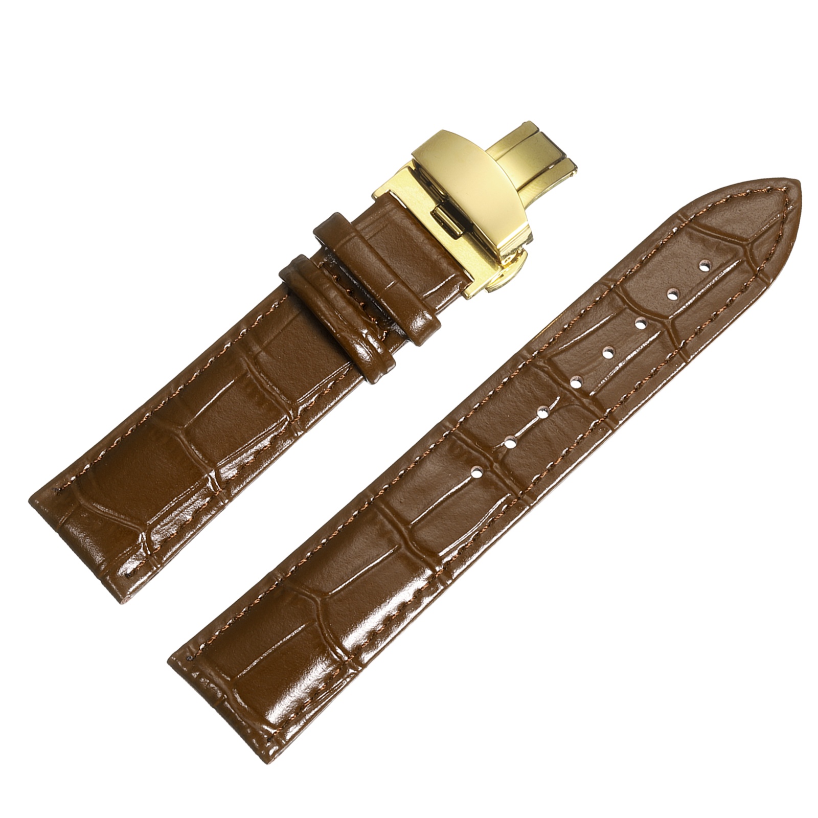 Uxcell Leather Band Deployment Buckle Watch Strap 22mm Leather Strap ...