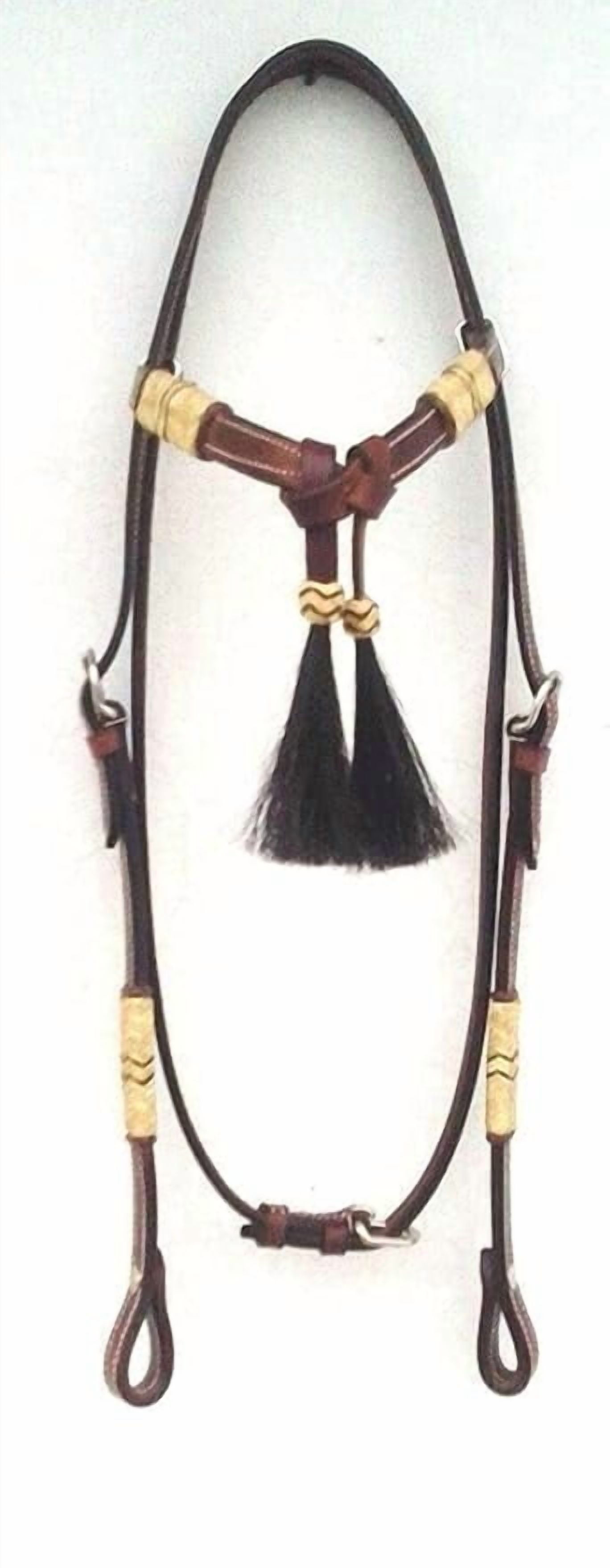 Brown Leather Western Headstall Bridle Hand Braided Natural and Brown ...
