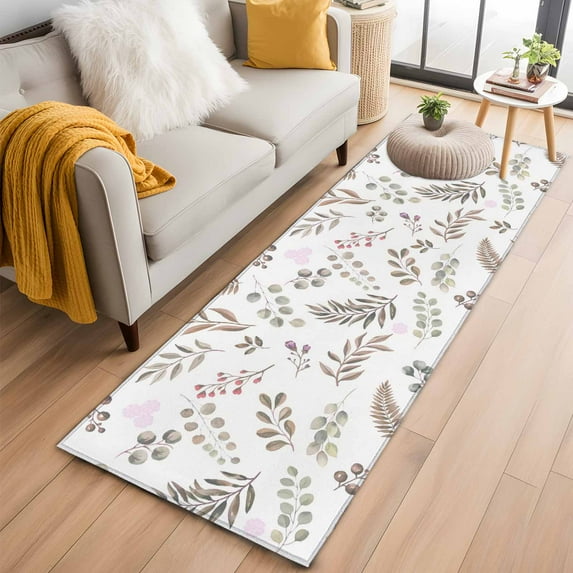 Brown Leaves Herbs Kitchen Runner Rug 2x6 Washable Runners for Hallway ...