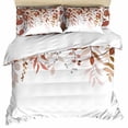 Brown Leaves Set of 4 Bedding Quilt Covers, Summer Botanical 4-Piece ...
