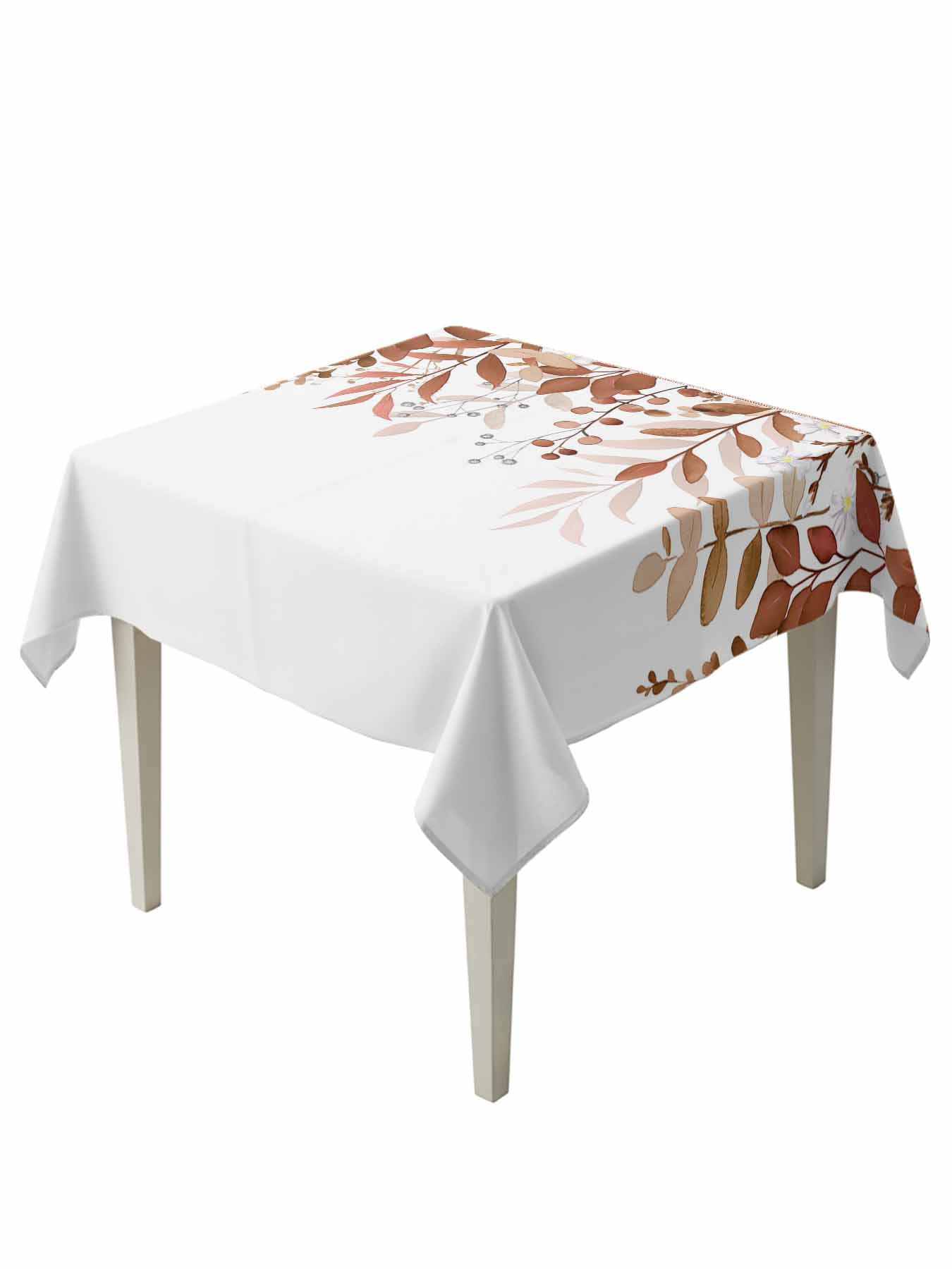 Brown Leaves Suqare Tablecloth - 60 x 60 Inch, Summer Botanical ...