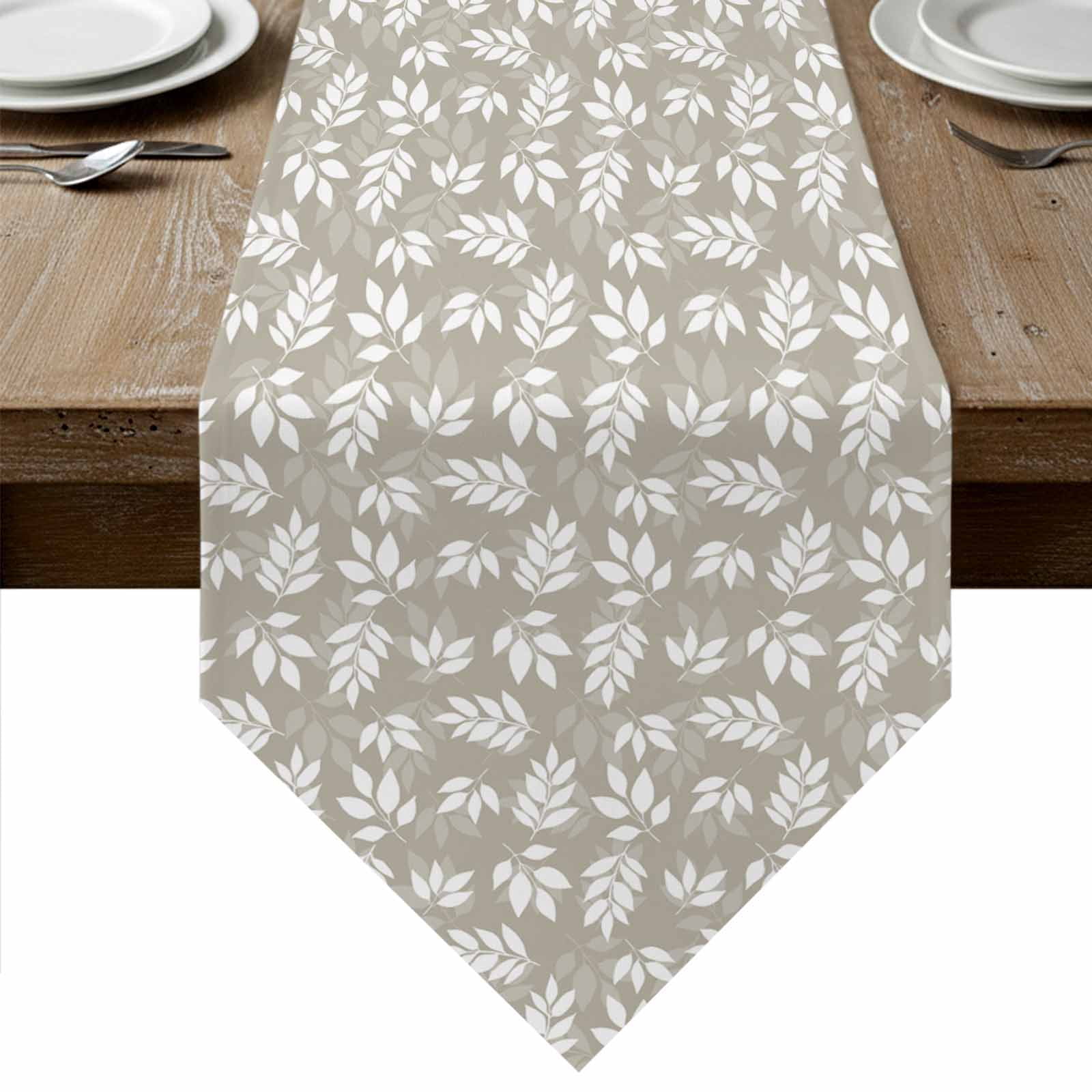 Brown Leaves Table Runner Linen Burlap Table Runner 48 Inches Long ...