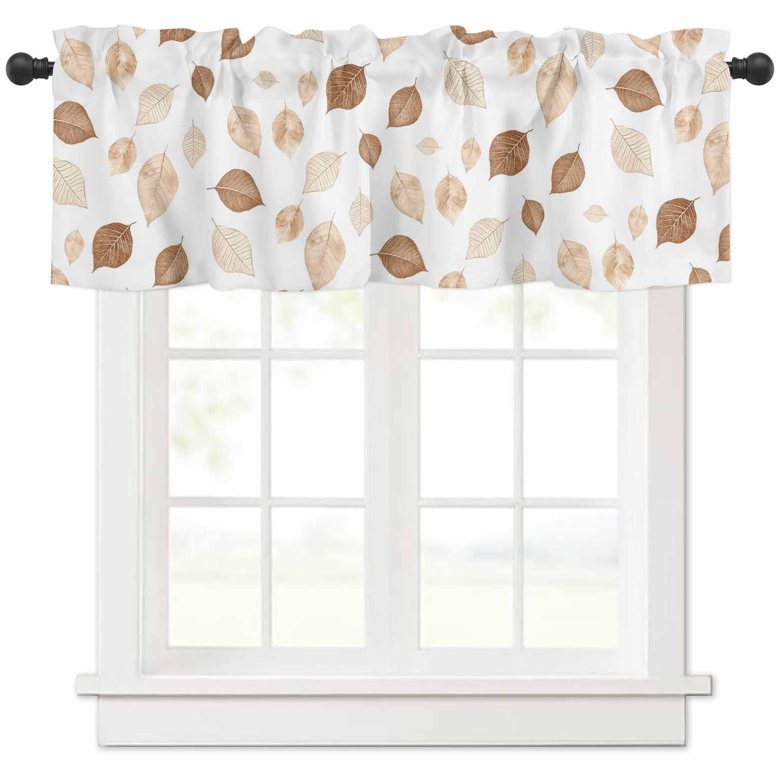 Brown Leaves Valances for Windows Farmhouse Kitchen Curtains Valances ...