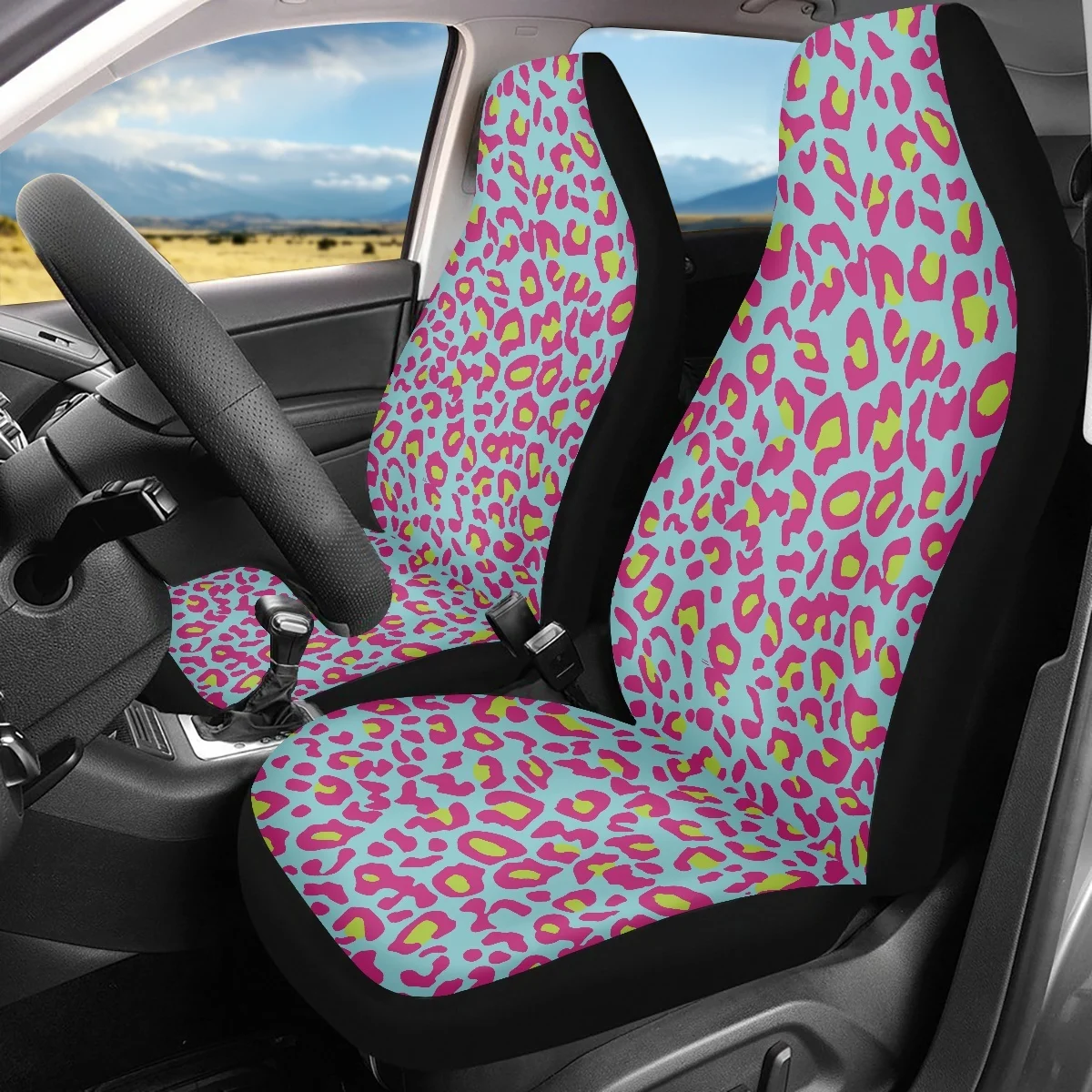 Brown Leopard Design Nonslip Car Interior Decor Durable Universal Car ...