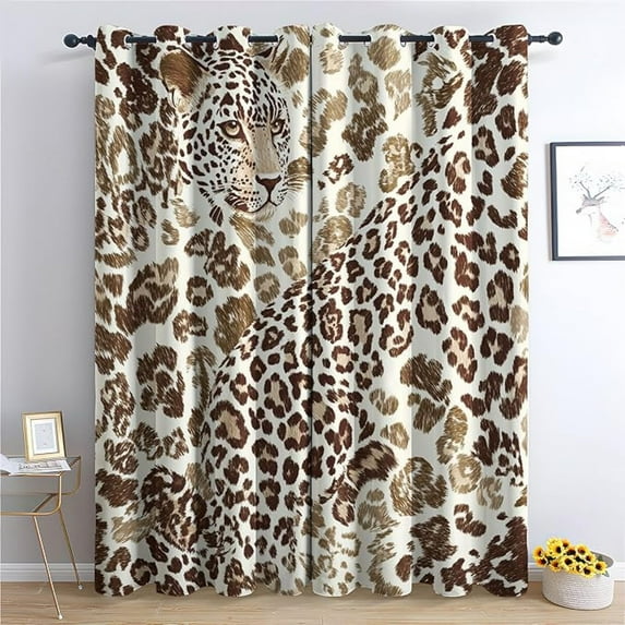 Brown Leopard Patterned Blackout Curtains For Bedroom, Living Room ...