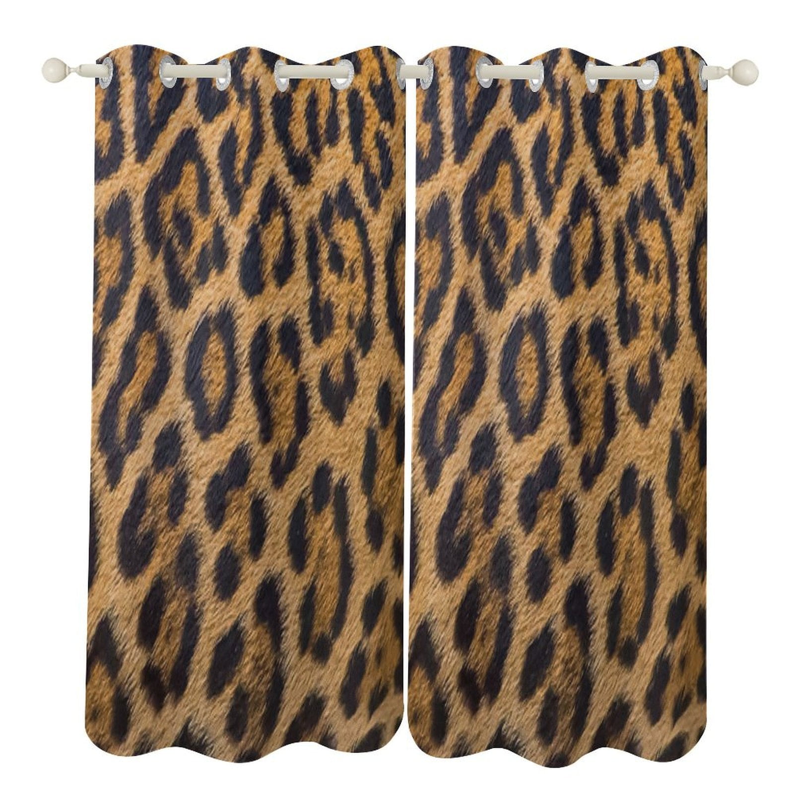 Brown Leopard Print 2 Panels Blackout Curtains for Bedroom Living Room ...