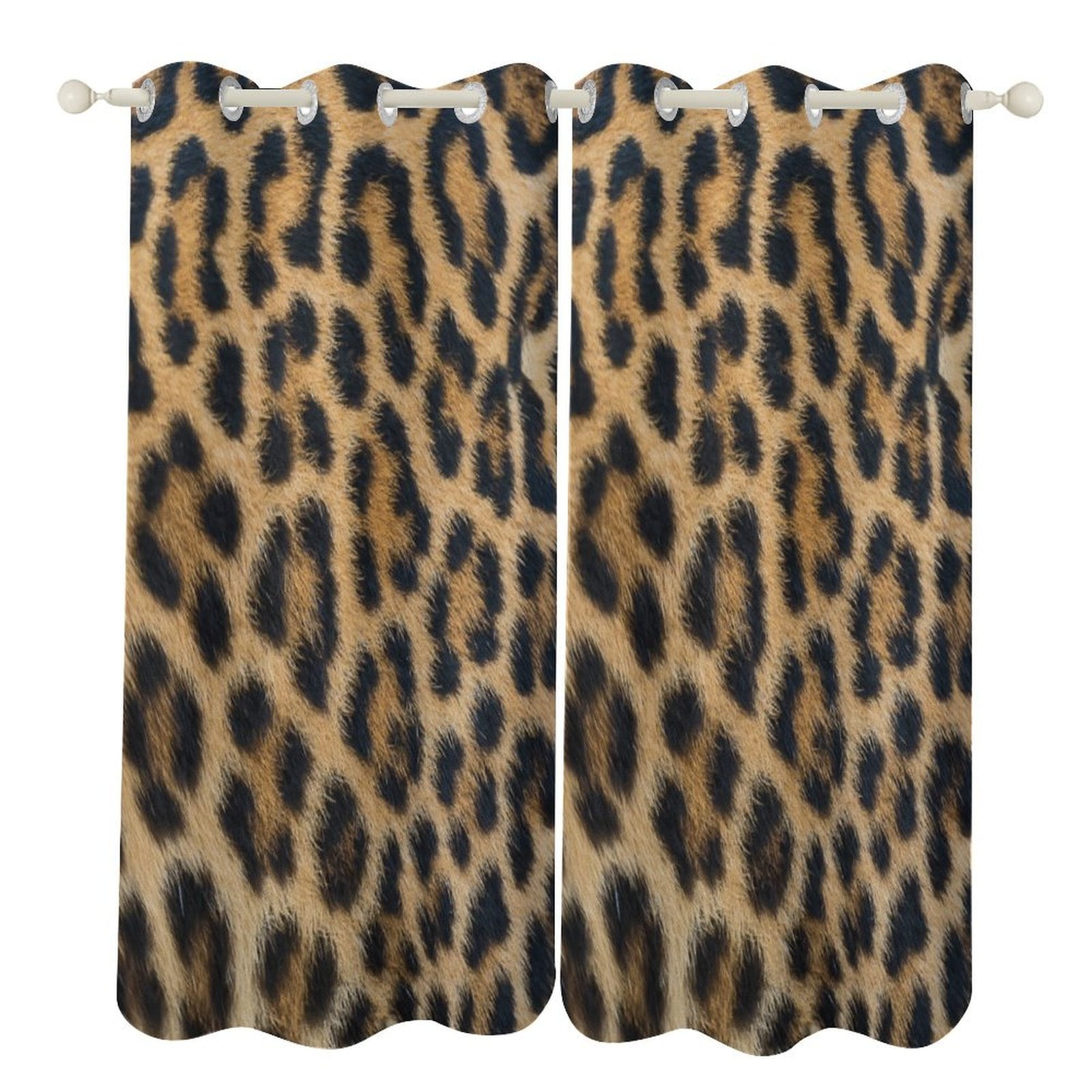 Brown Leopard Print 2 Panels Blackout Curtains for Bedroom Living Room ...
