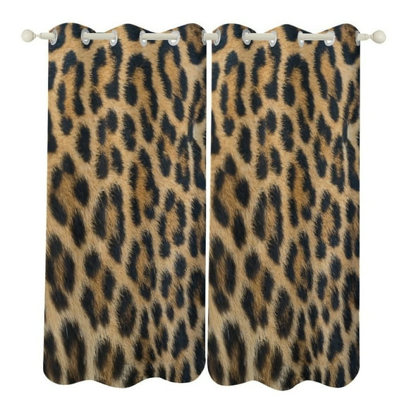 Brown Leopard Print 2 Panels Blackout Curtains for Bedroom Living Room ...