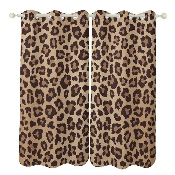 Brown Leopard Print 2 Panels Blackout Curtains for Bedroom Living Room ...
