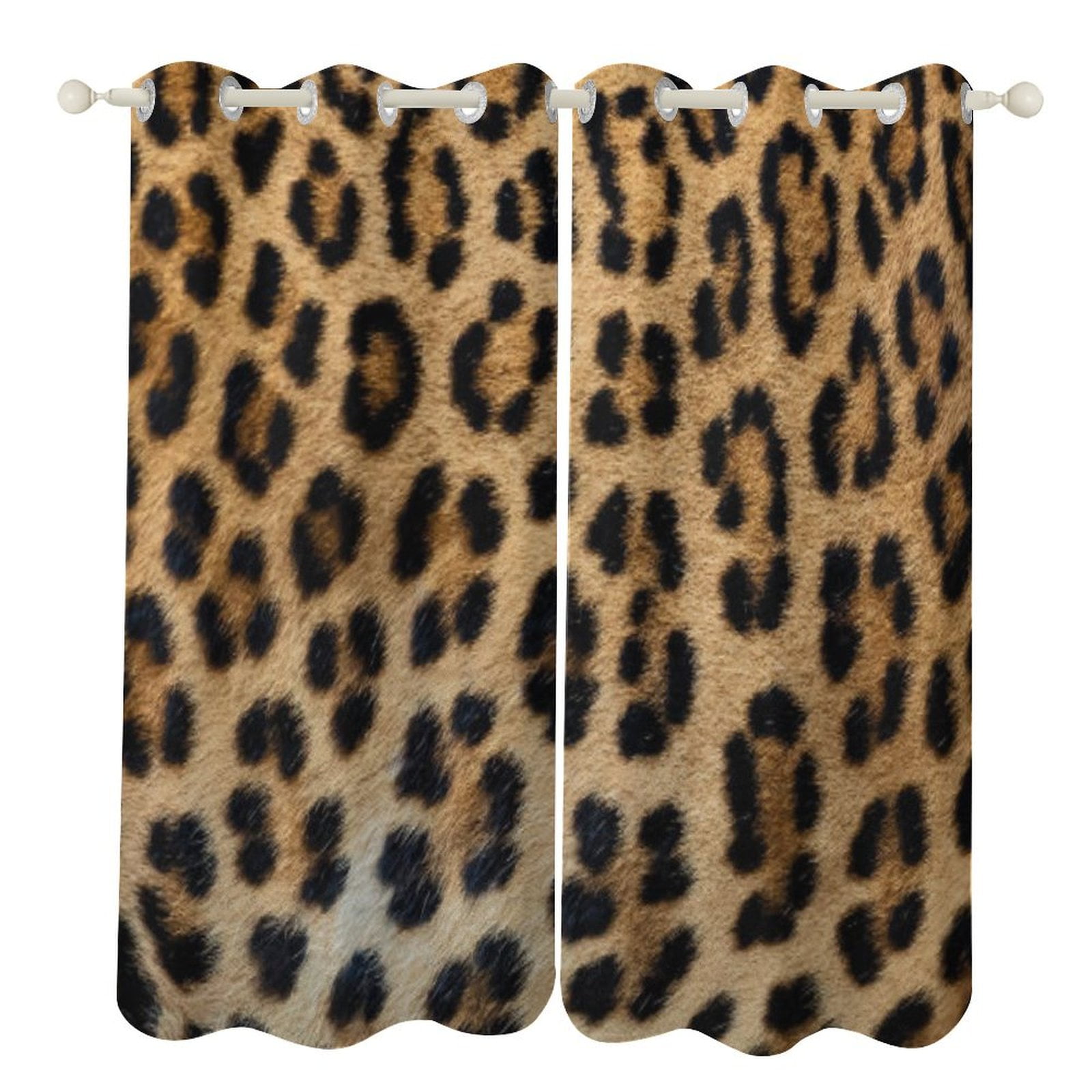 Brown Leopard Print 2 Panels Curtains for Bedroom Living Room Drapes ...