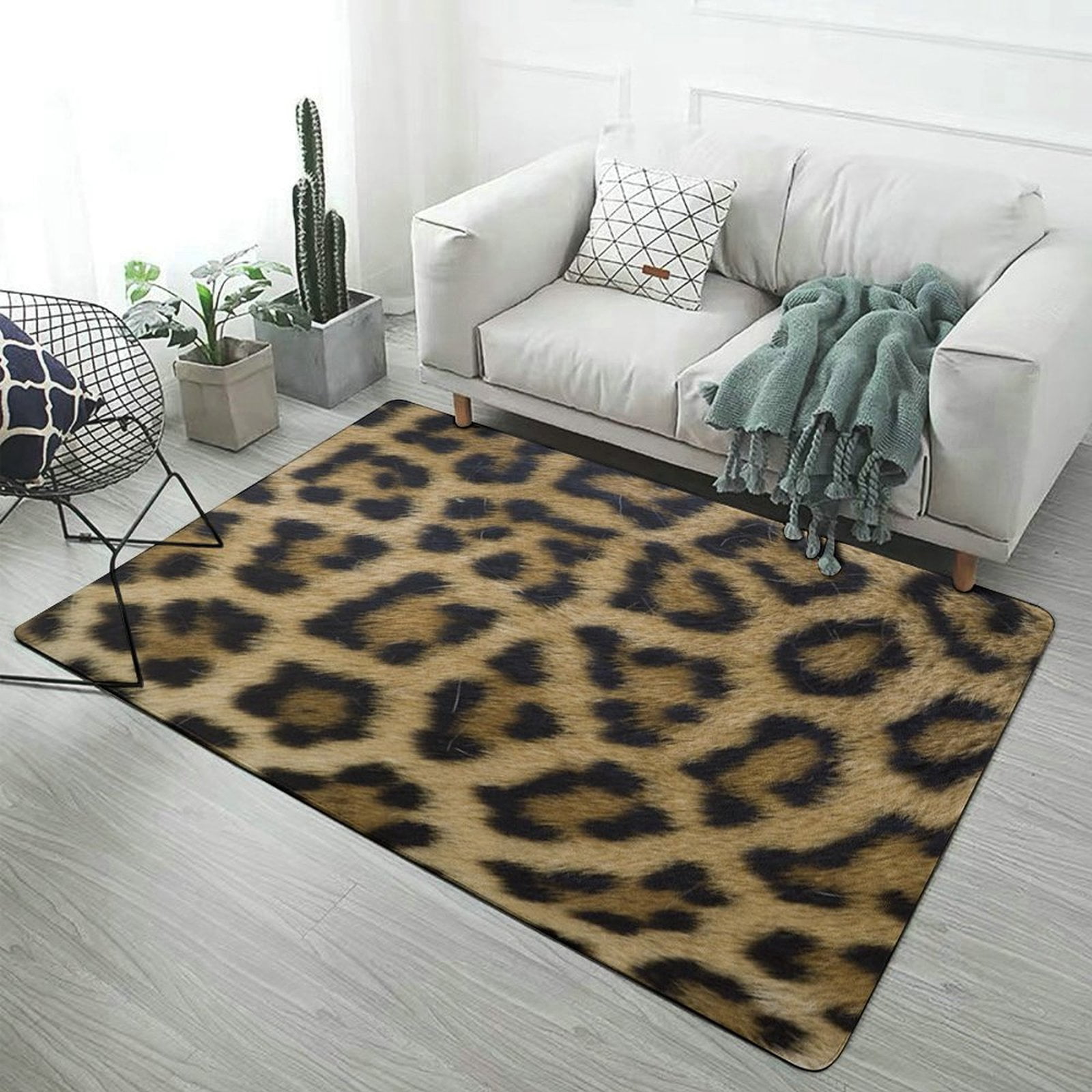 Brown Leopard Print Area Rugs Carpet Suitable for Living Room Kitchen ...