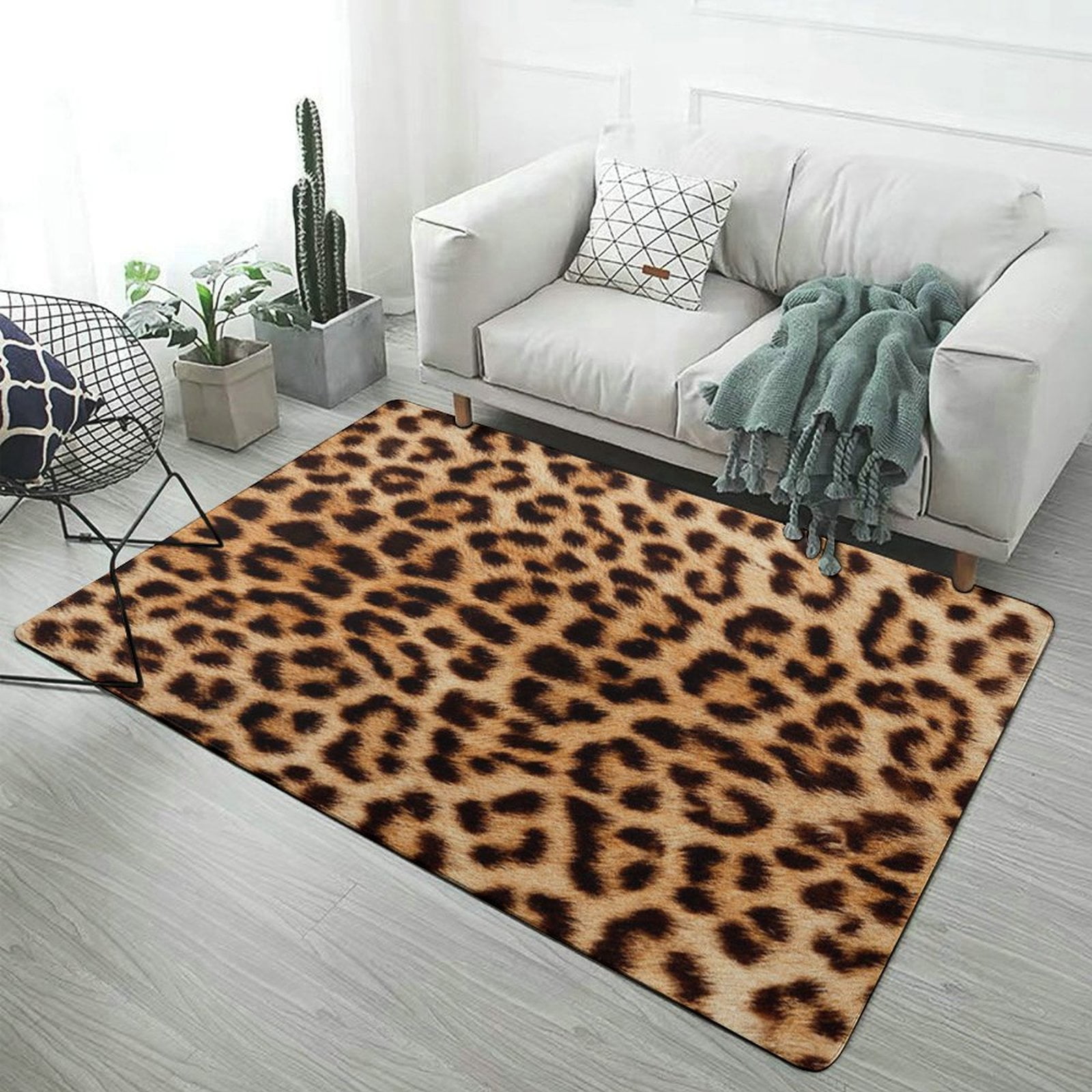 Brown Leopard Print Area Rugs Carpet Suitable for Living Room Kitchen ...