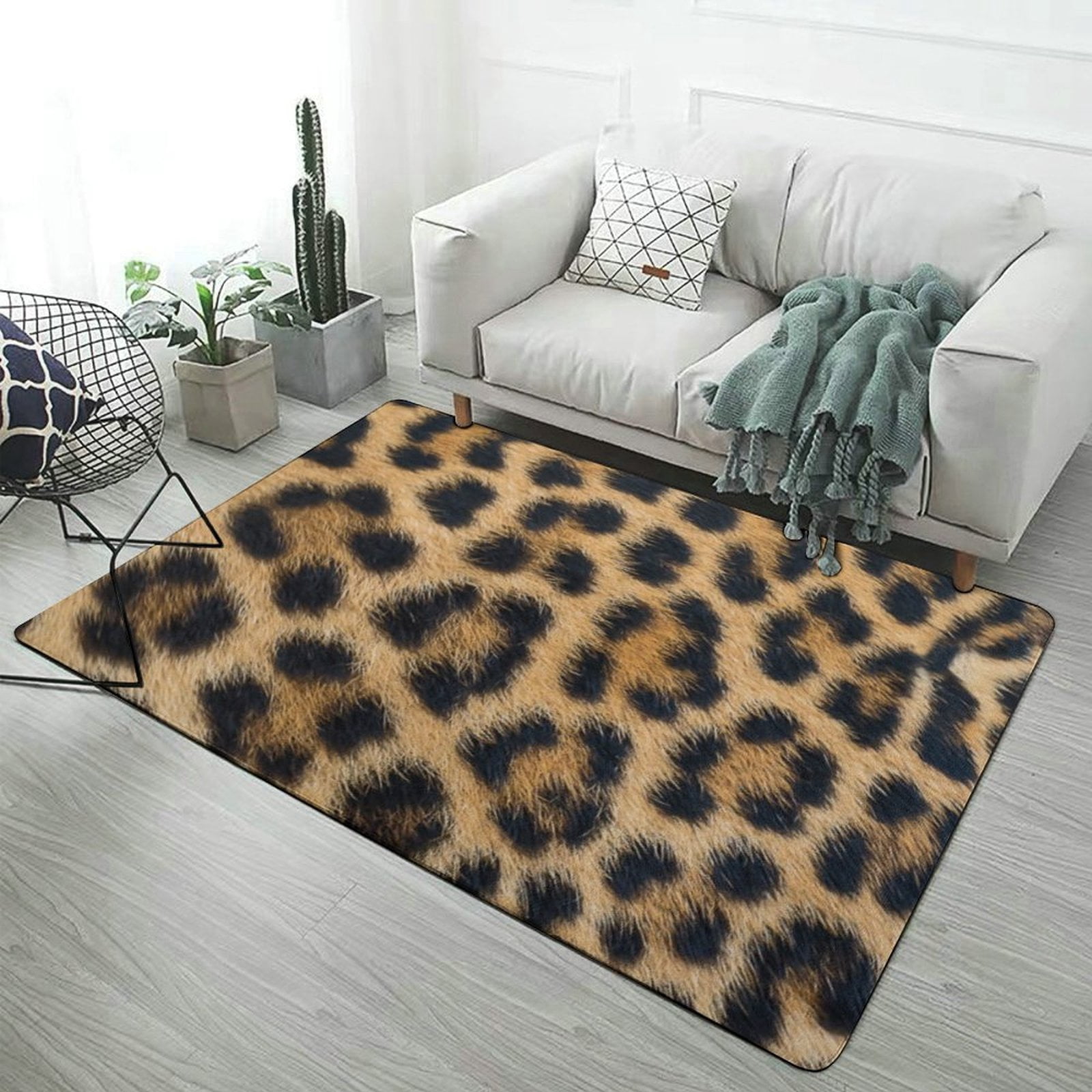 Brown Leopard Print Area Rugs Carpet Suitable for Living Room Kitchen ...