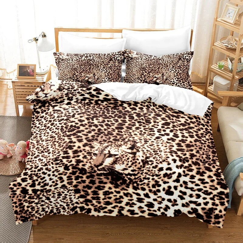 Brown Leopard Print Bedding Duvet Cover Set Fashion Boys Girls Quilt ...