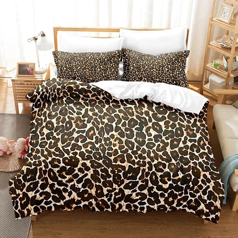 Brown Leopard Print Bedding Duvet Cover Set Fashion Boys Girls Quilt ...