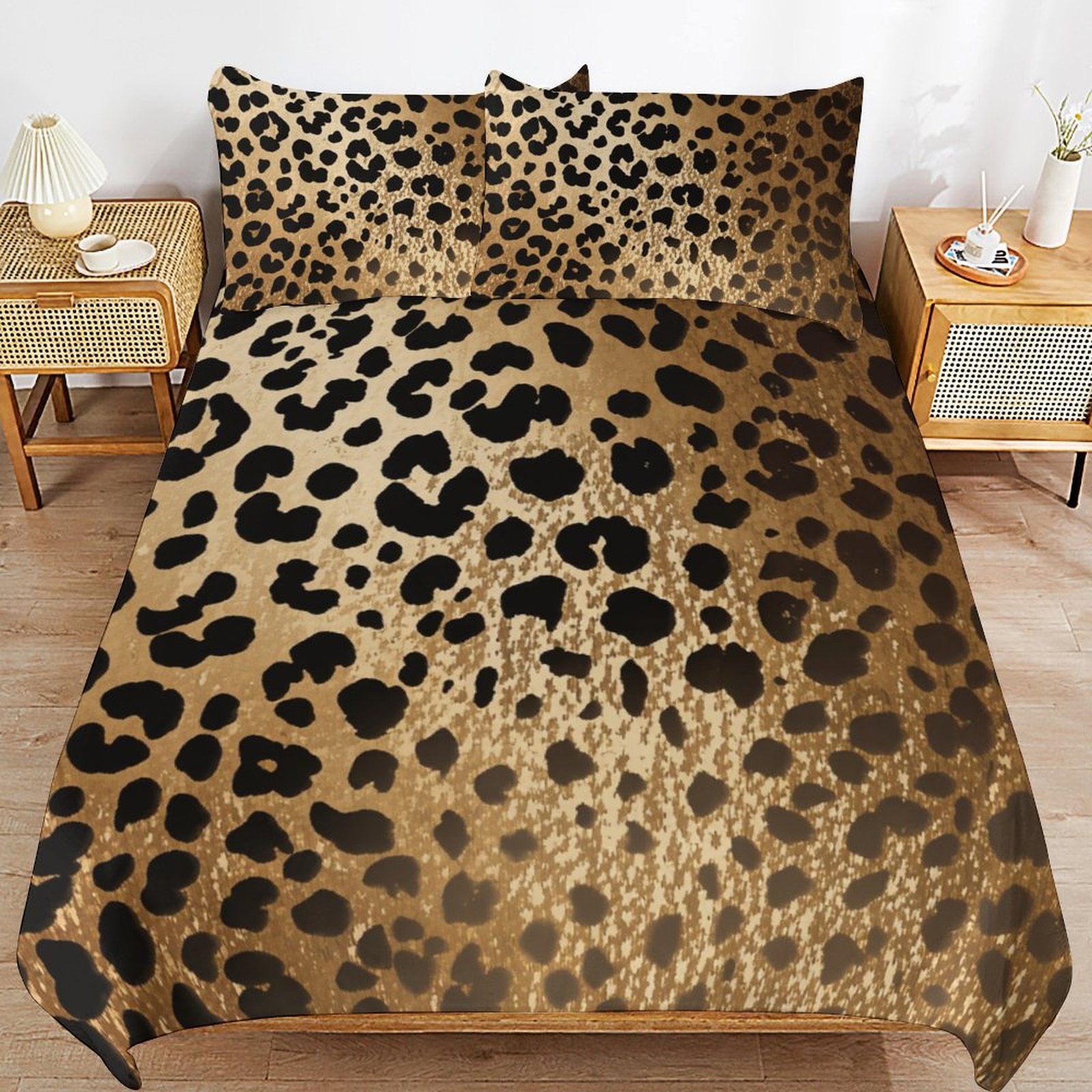 Brown Leopard Print Bedding Set Couple Bedclothes Pillowcase Home ...