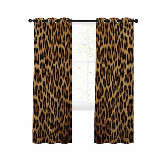 Brown Leopard Print Blackout Curtains 63 Inches Long for Bedroom ...