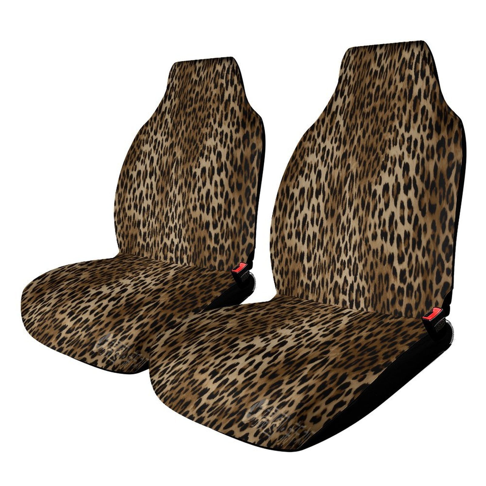 Brown Leopard Print Car Seat Cover Set Auto Front Bucket Cushion ...
