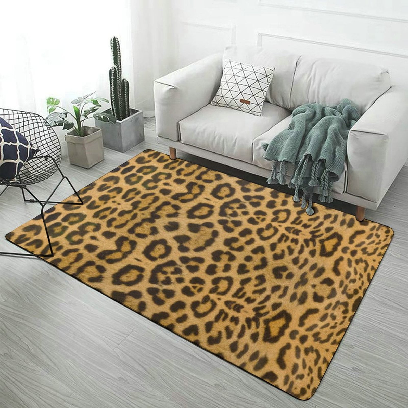Brown Leopard Print Carpet Rug for Home Living Room Bedroom Sofa ...