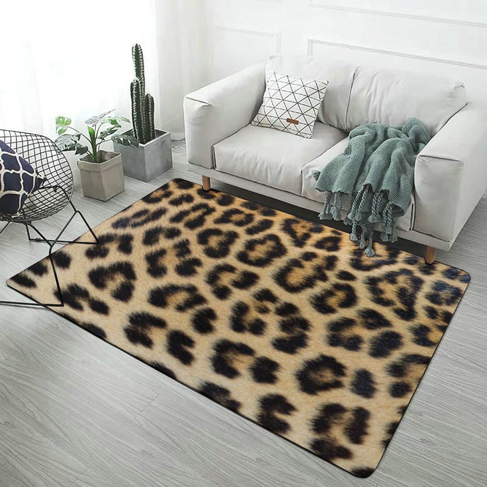 Brown Leopard Print Carpet Style Living Room Bedroom Rug Modern 3d ...