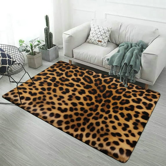 Brown Leopard Print Carpet Style Living Room Bedroom Rug Modern 3d ...