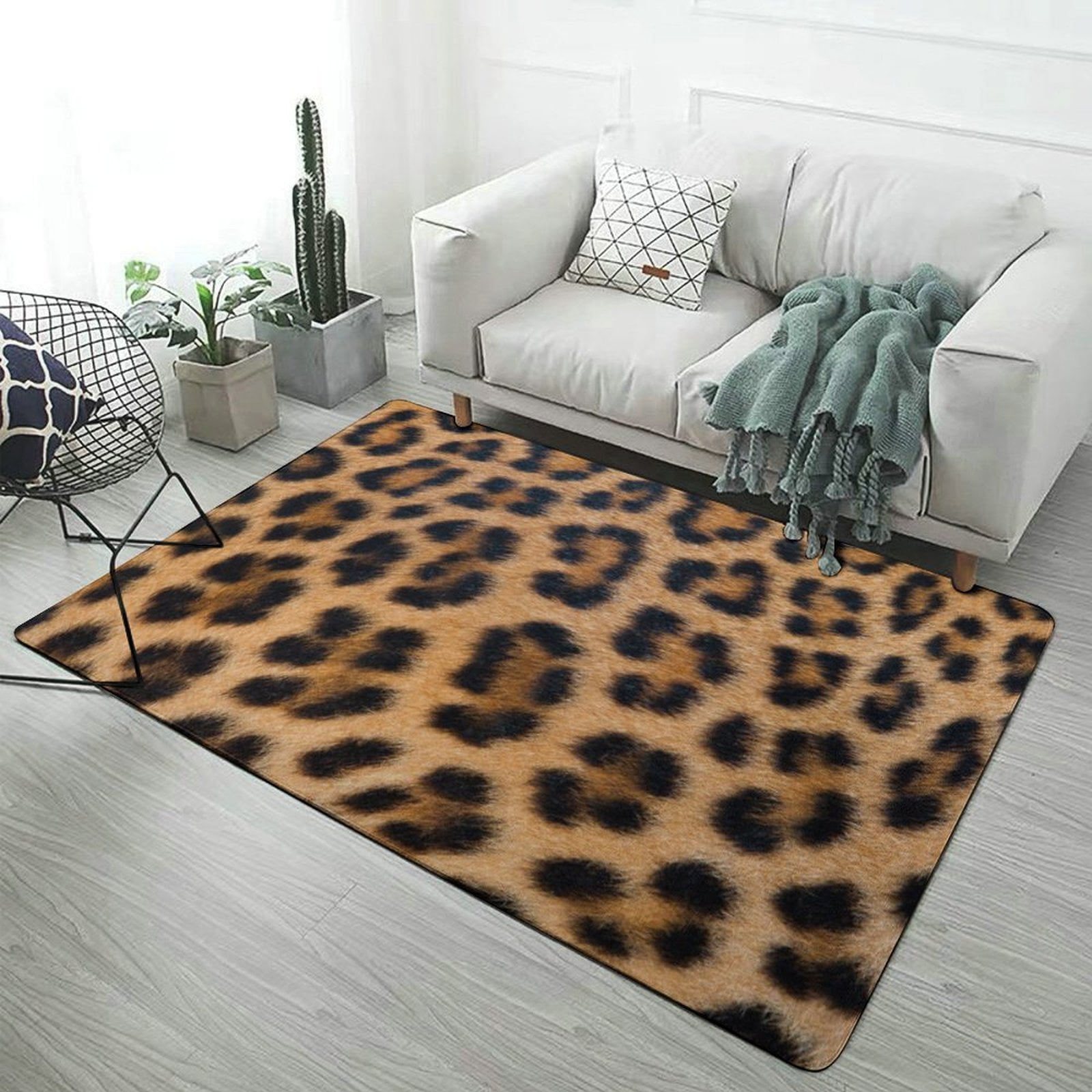 Brown Leopard Print Carpet Style Living Room Bedroom Rug Modern 3d ...