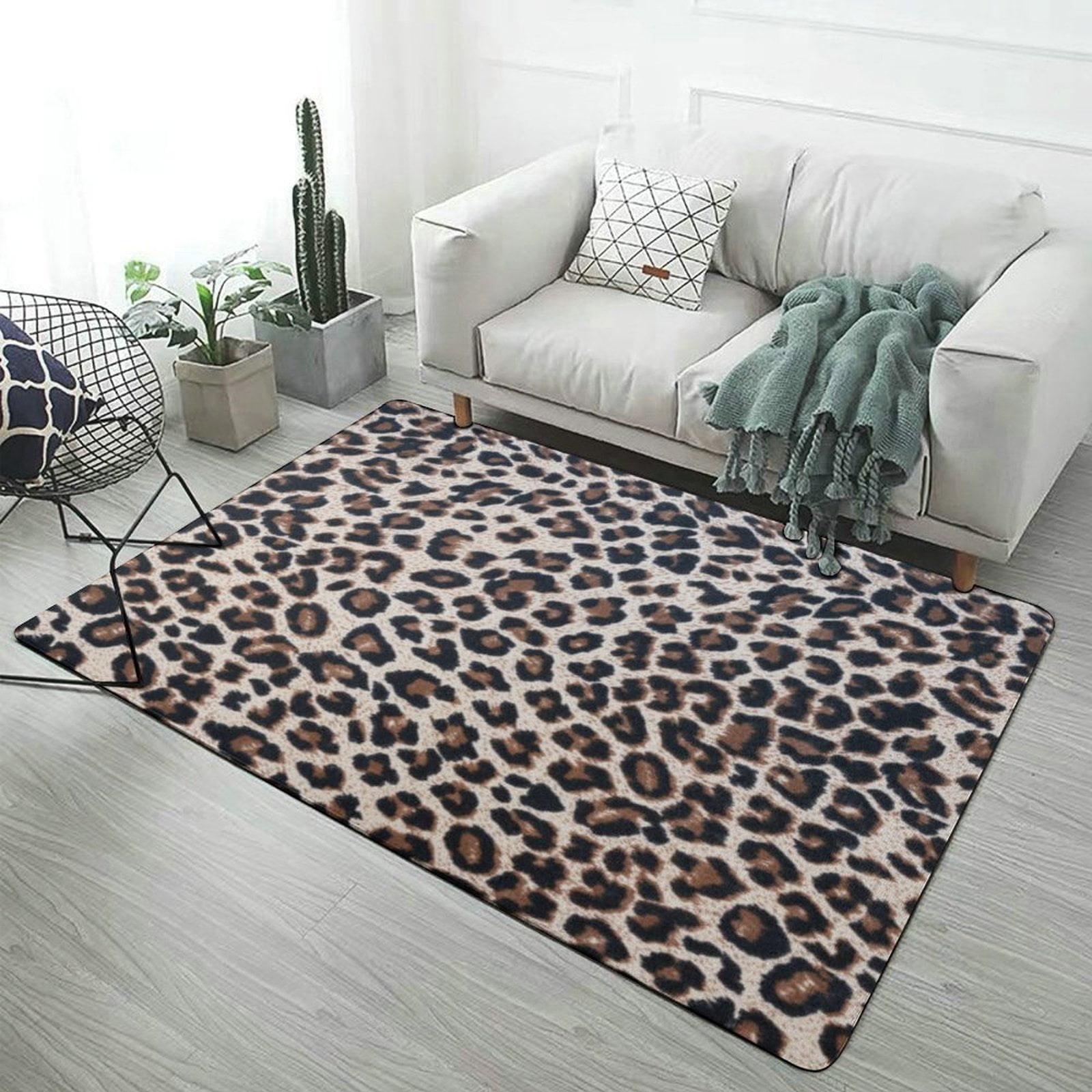 Brown Leopard Print Carpet Style Living Room Bedroom Rug Modern 3d ...