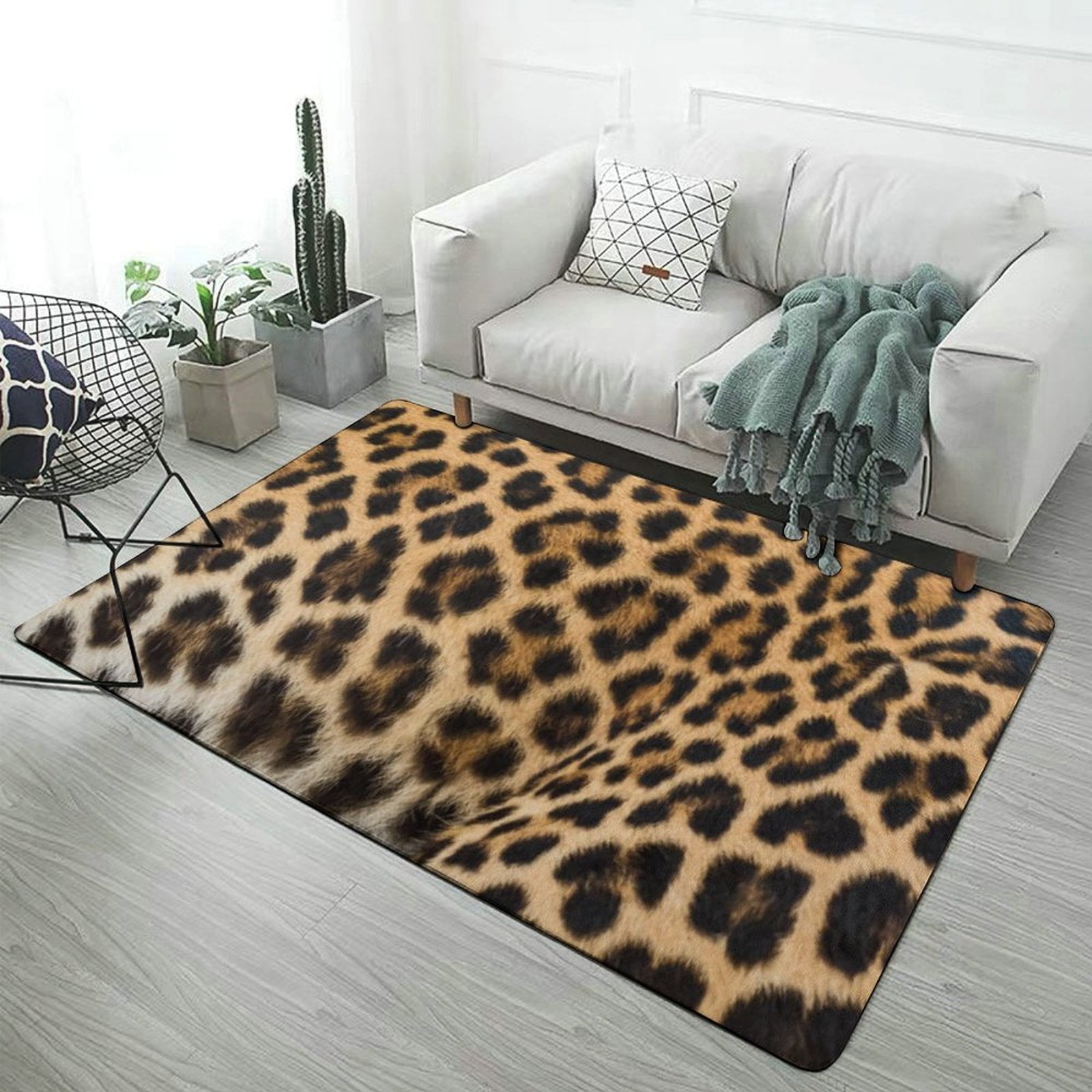 Brown Leopard Print Carpet Style Living Room Bedroom Rug Modern 3d ...