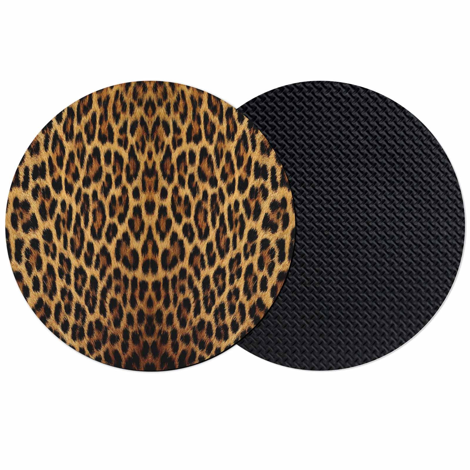 Brown Leopard Print Coasters Set of 2, Absorbent Coasters for Drinks ...
