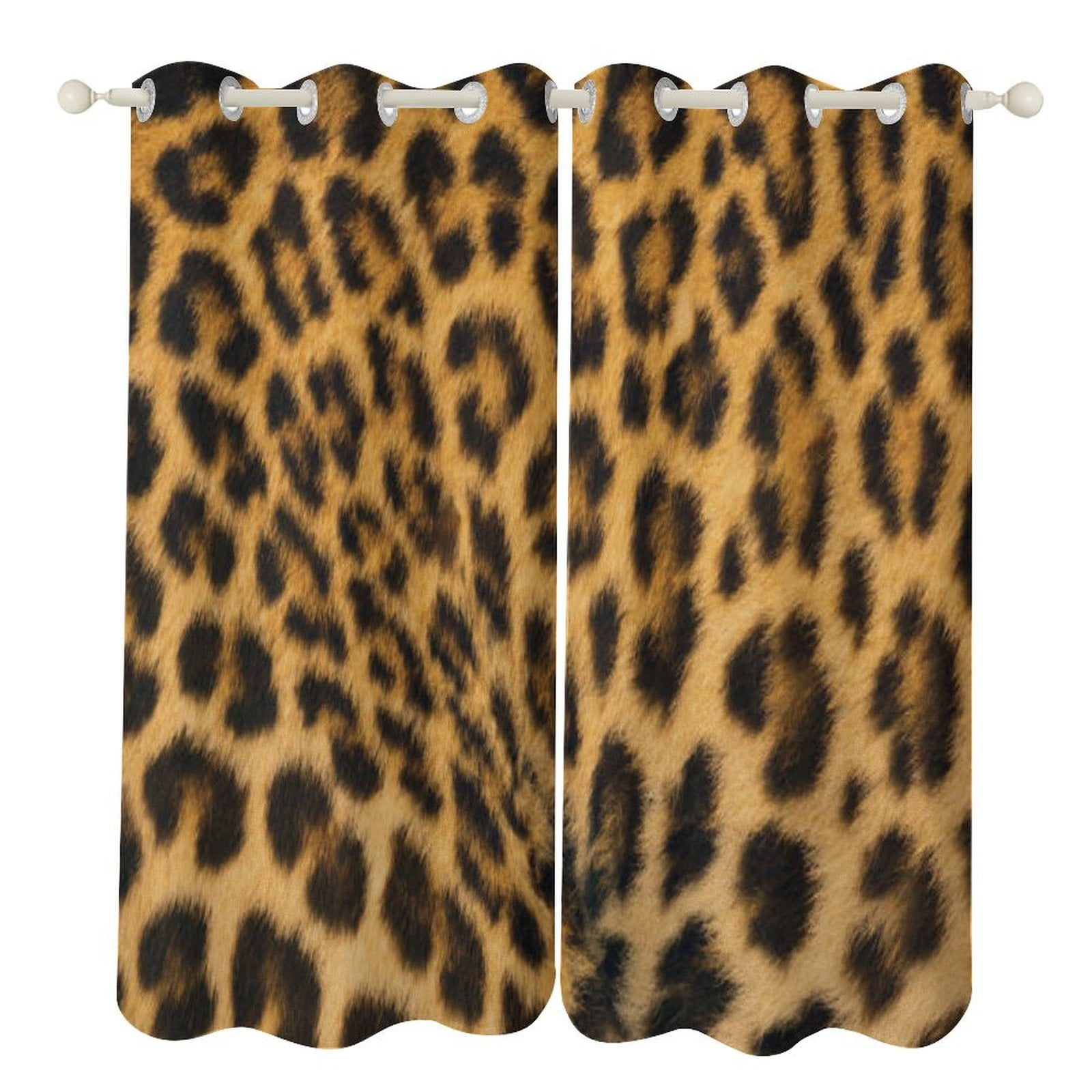 Brown Leopard Print Curtains Aesthetic Envrionmental Friendly Picture ...