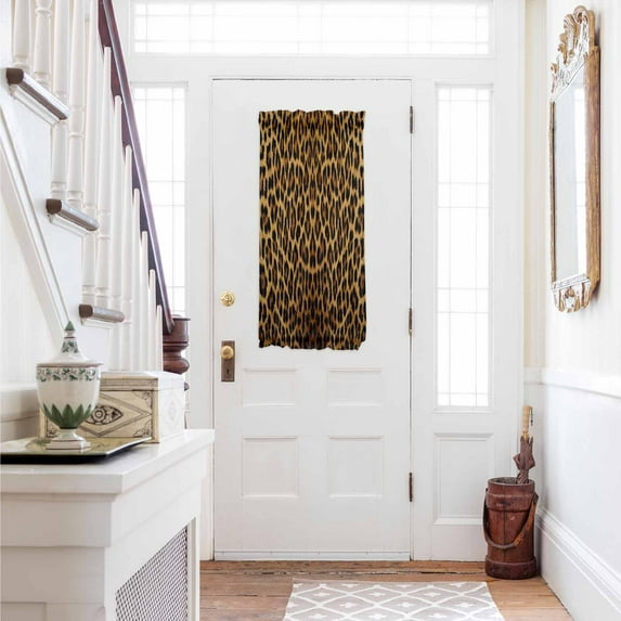 Brown Leopard Print Door Curtains for Door Window, French Sidelight ...