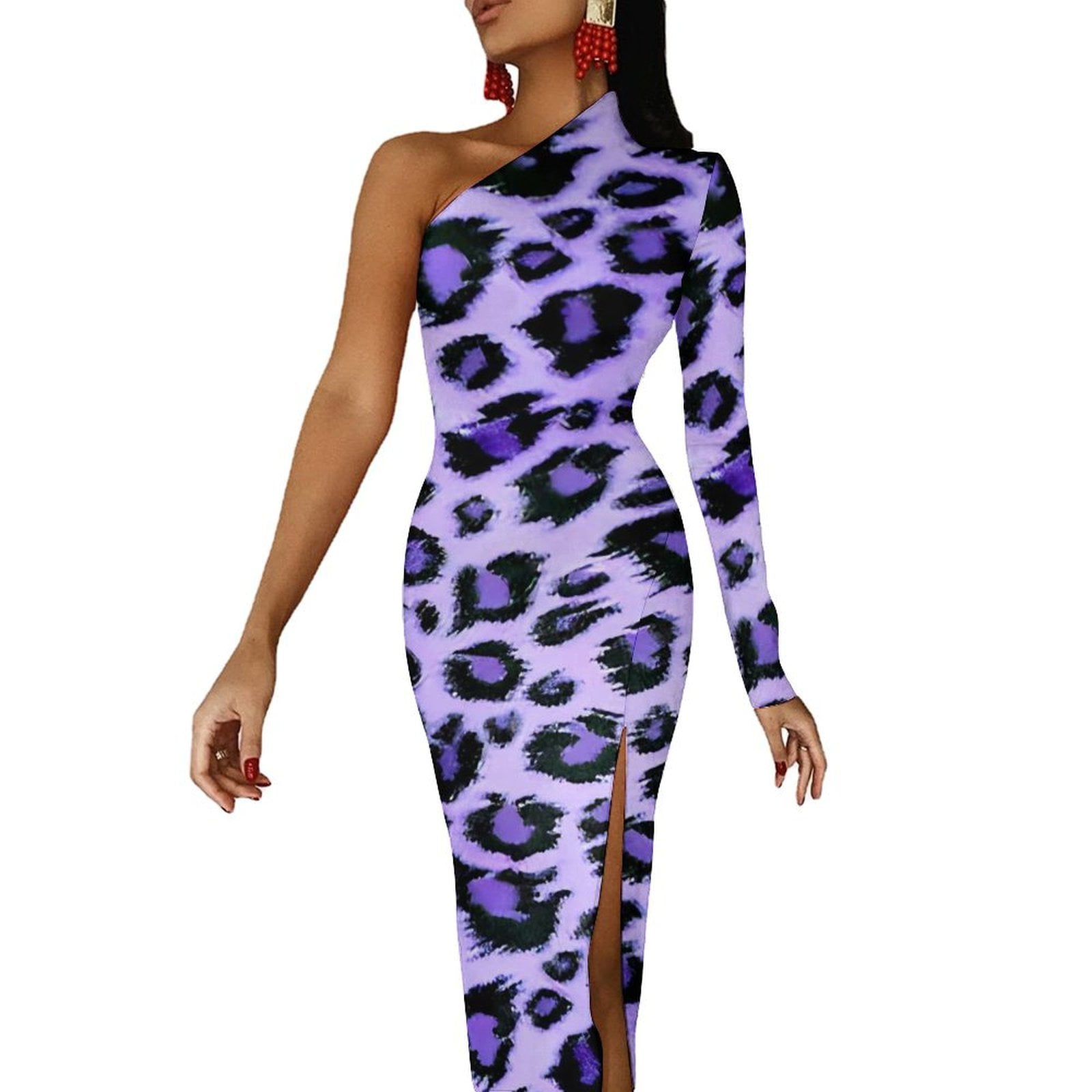 Brown Leopard Print Long Dress Female Animal Aesthetic Maxi Dress ...