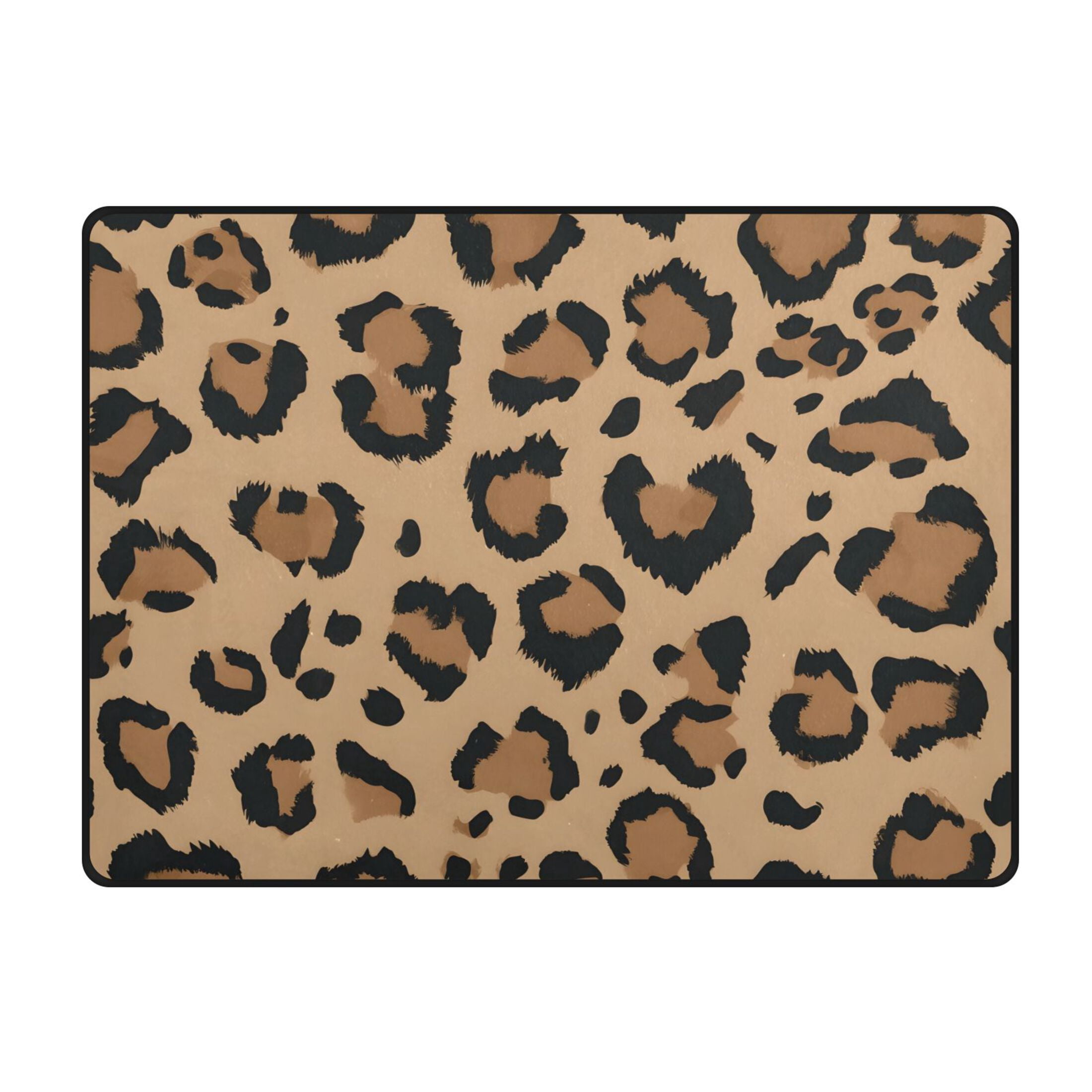 Brown Leopard Print Pattern Area Rug 63x48 Inch Non Slip Absorbent Soft ...