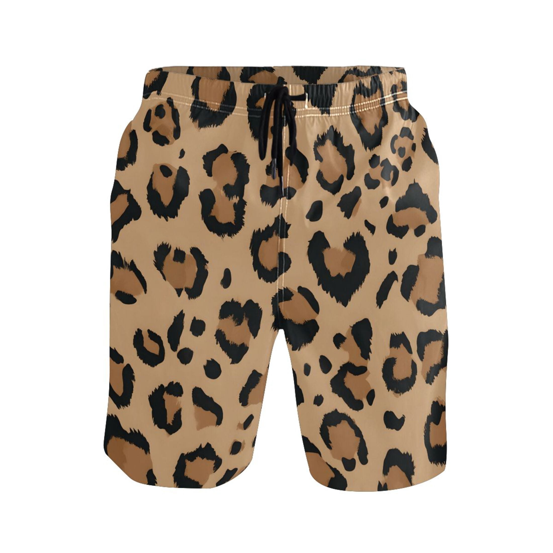 Brown Leopard Print Pattern Mens Swim Trunks Quick Dry Board Shorts ...