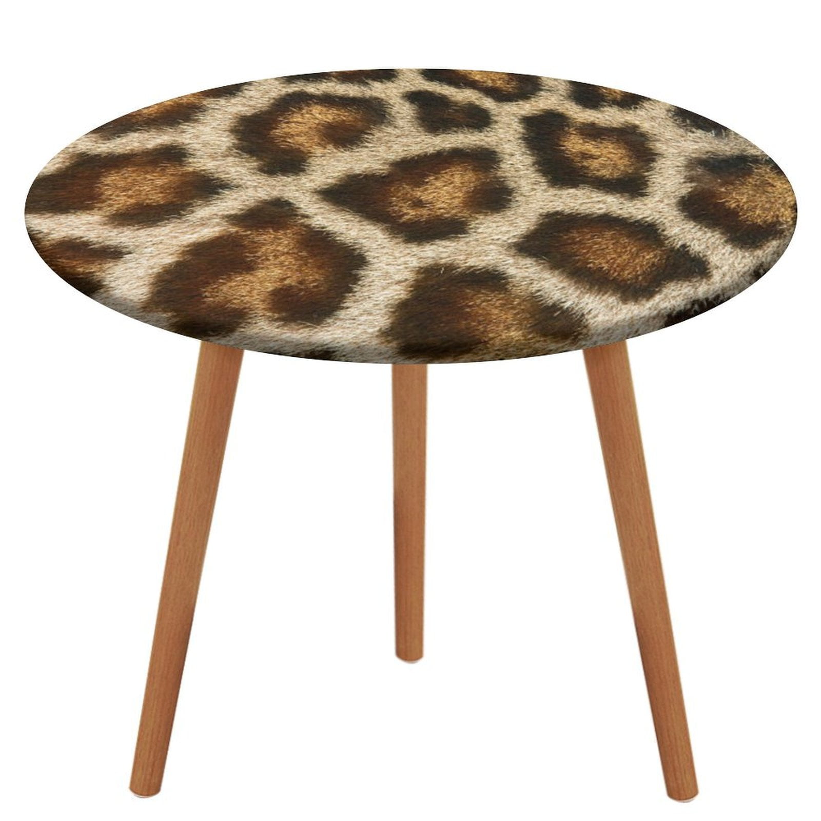 Brown Leopard Print Pattern Round Tablecloth Waterproof Elastic Table ...