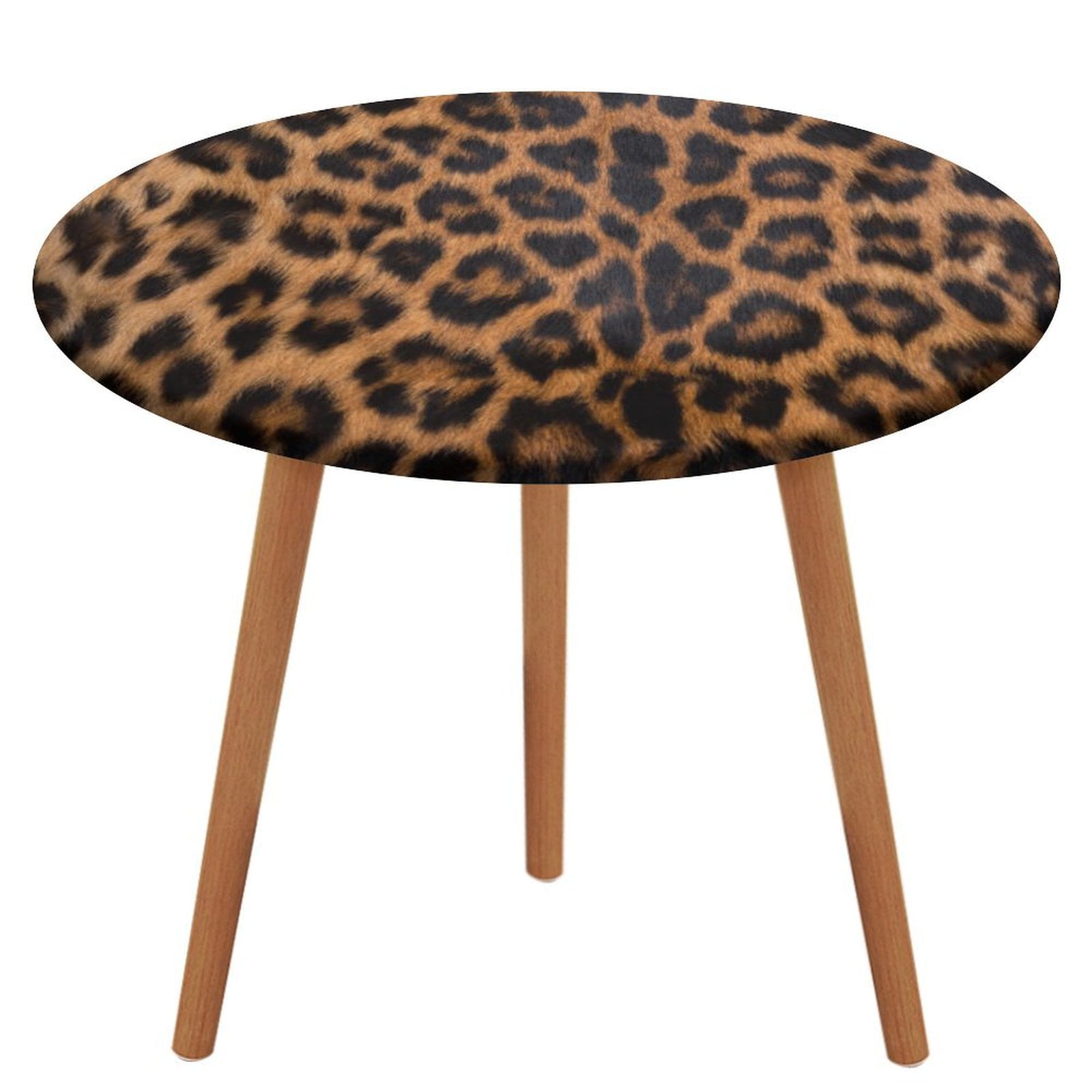 Brown Leopard Print Pattern Round Tablecloth Waterproof Elastic Table ...