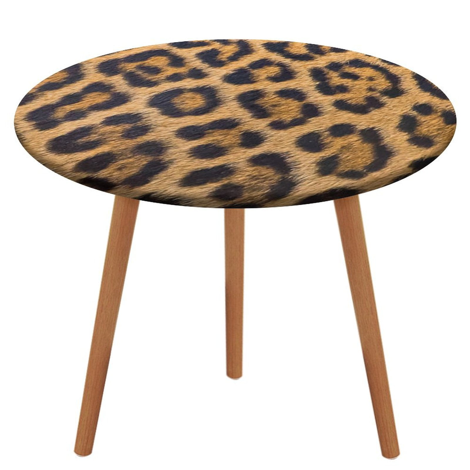 Brown Leopard Print Pattern Round Tablecloth Waterproof Elastic Table ...