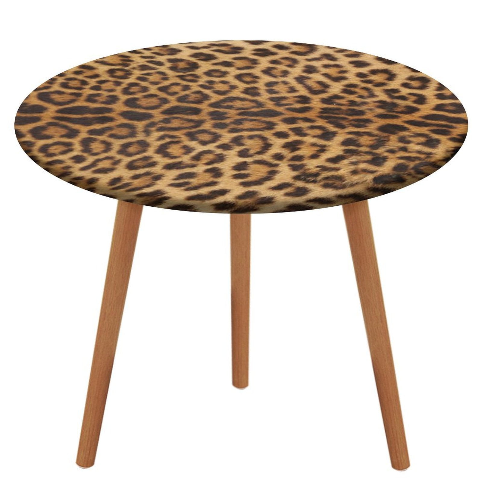 Brown Leopard Print Pattern Round Tablecloth Waterproof Elastic Table ...