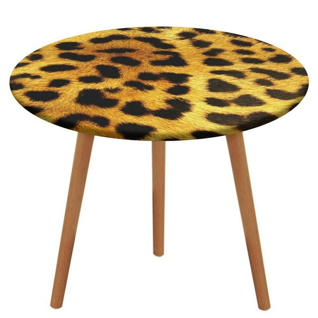 Brown Leopard Print Pattern Round Tablecloth Waterproof Elastic Table ...